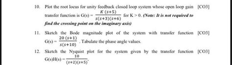 Solved Plot The Root Locus For Unity Feedback Closed Chegg