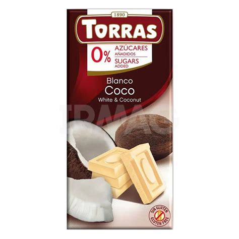 Шоколад белый Torras с кокосовой стружкой, без сахара (75 г) - IRMAG.RU