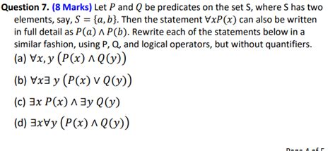 [solved] question 7 8 marks let p and q be predicates