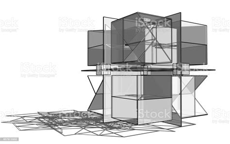 3d 와이어 프레임 개체입니다 큐브 추상적인 건축 디자인입니다 0명에 대한 스톡 벡터 아트 및 기타 이미지 0명 3차원 형태 건축 Istock