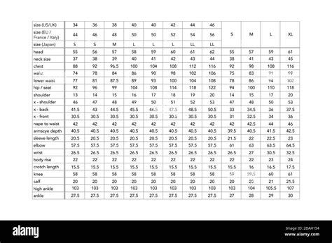 Mens Clothing Size Chart Us