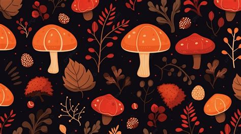 매혹적인 가을은 호박 숲 잎과 버섯의 매끄러운 패턴을 기쁘게 합니다 가을 패턴 가을 시즌 가을 배경 일러스트 및 사진 무료 다운로드 Pngtree