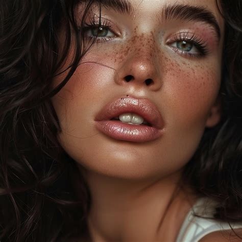 A Woman With Freckles On Her Face And The Word Freckles On Her Face