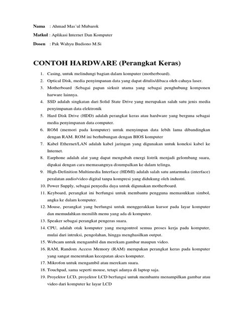 Contoh Software Dan Hardware Pdf