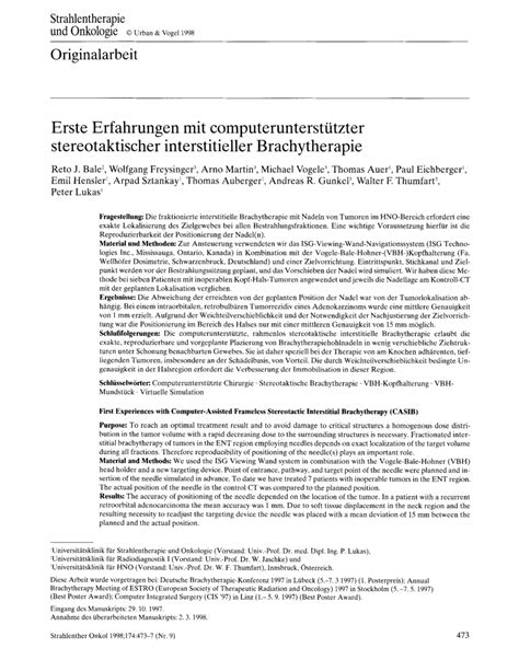 Pdf First Experiences With Computer Assisted Frameless Stereotactic