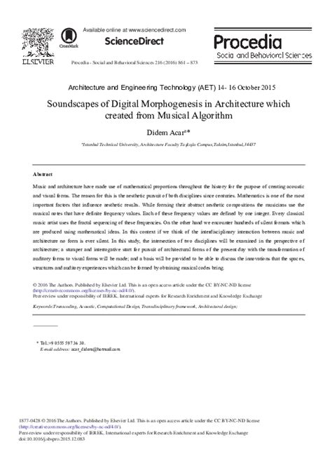 Pdf Soundscapes Of Digital Morphogenesis In Architecture Which