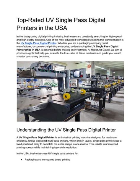 Uv Single Pass Digital Printers In The Usa Pdf