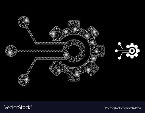 Polygonal Carcass Mesh Sensor Gear With Glare Vector Image
