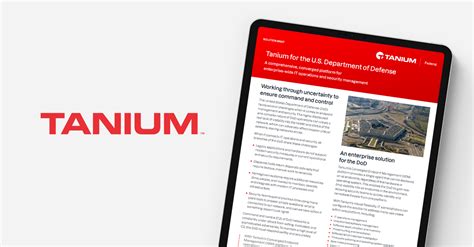 Tanium For The Us Department Of Defense Tanium