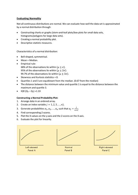 Evaluating Normality We Can Evaluate How Well The Data Set Is