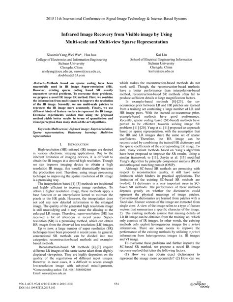 pdf infrared image recovery from visible image by using multi scale