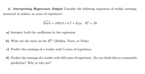 Solved 4 Interpreting Regression Output Consider The