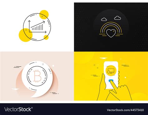 Minimal Set Of Lgbt Bitcoin And Chart Line Icons Vector Image