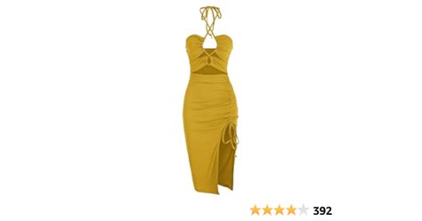 Zaful Womens Sleeveless Dress Sex Midi Halter Dresses Criss Cross Cami