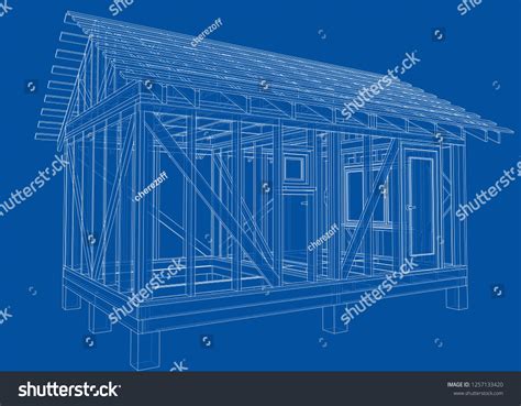Private House Sketch Vector Rendering 3d Stock Vector Royalty Free 1257133420 Shutterstock