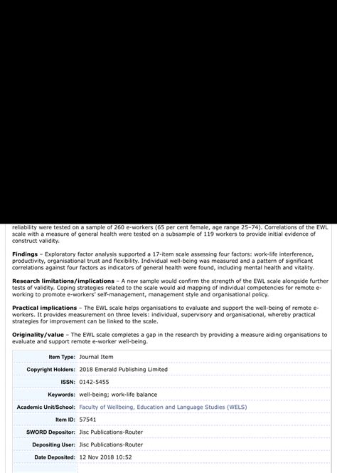 Pdf Construction And Initial Validation Of The E Work Life Scale To Measure Remote E Working