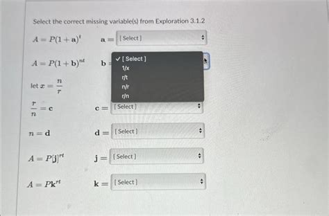 Select The Correct Missing Variable S From Chegg Com