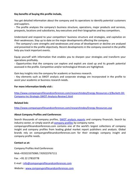 Swot Analysis Review On Burkett Oil Company Inc Docx