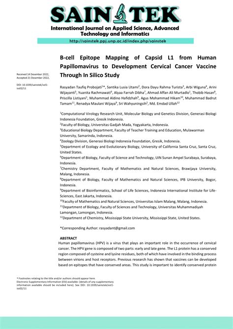Pdf B Cell Epitope Mapping Of Capsid L1 From Human Papillomavirus To