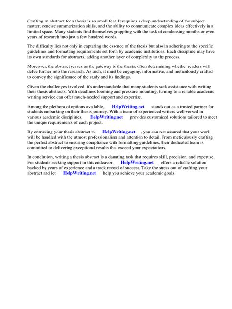 Abstract Of Any Thesis Pdf Thesis Abstract Summary