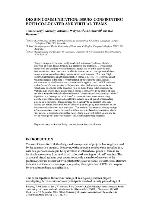Pdf Design Communication Issues Confronting Both Co Located And Virtual Teams