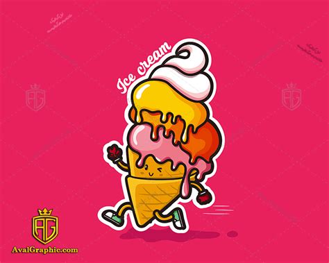 لوگو خلاقانه بستنی قیفی میوه ای