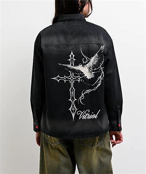Vitriol Unravel Black Wash Woven Long Sleeve Button Up Shirt Zumiez