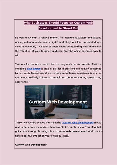 Ppt Why Businesses Should Focus On Custom Web Development To Stand Out Powerpoint Presentation