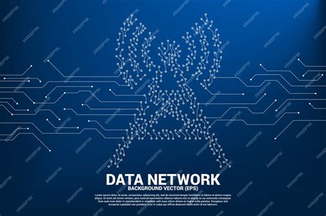 Premium Vector Vector Antenna Tower Icon Dot Connect Line Circuit Board Style Mobile Data Icon