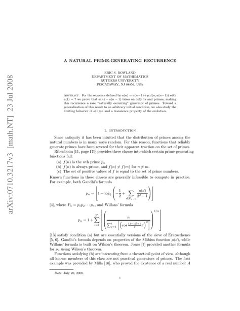 pdf a natural prime generating recurrence