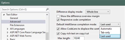Intellisense Suggestion Autocomplete Preferences Are Not Retained By