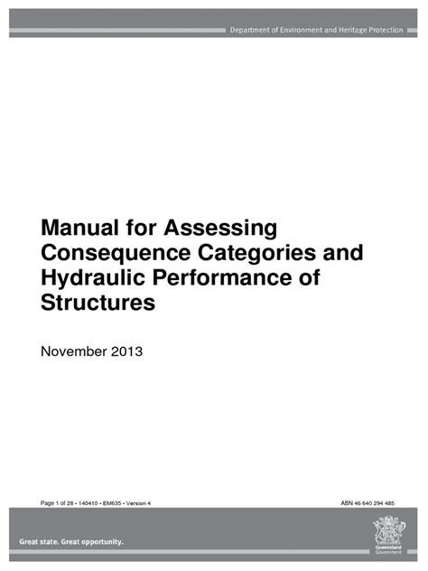 Manual For Assessing Consequence Categories And Hydraulic Performance