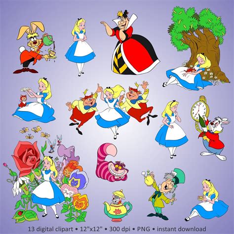 Buy 2 Get 1 Free Digital Clipart Alice In Wonderland Cartoon Charact