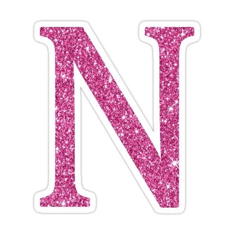 Sparkling Pink Letter N Sticker By Devinedesignz