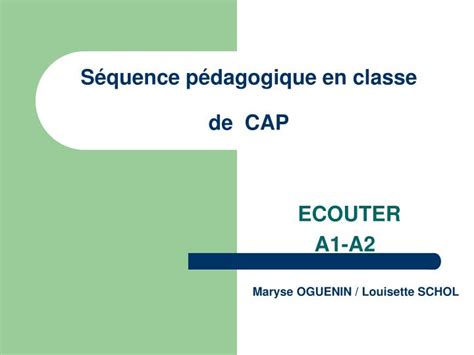 Ppt S Quence P Dagogique En Classe De Cap Powerpoint Presentation