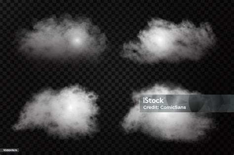 투명 한 배경 벡터 현실적인 고립 된 구름 효과 현실적인 안개 또는 연기 장식입니다 개체 그룹에 대한 스톡 벡터 아트 및 기타 이미지 개체 그룹 검은색 구름 Istock