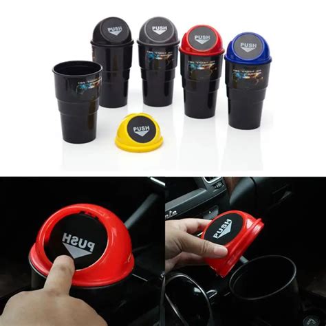 미니 자동차 쓰레기통 차량 쓰레기 먼지 케이스 보관함 플라스틱 쓰레기 눌러주는 쓰레기통 자동차 인테리어 액세서리 Aliexpress