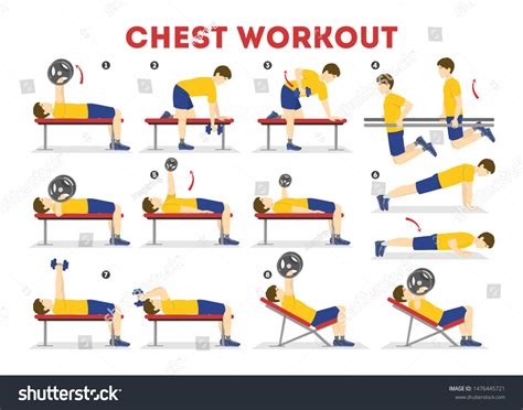 Chest Workout Set Collection Exercise Arm Stock Vector Royalty Free 1476445721