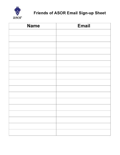 30 Best Email Sign Up Sheet Templates Wordexcel