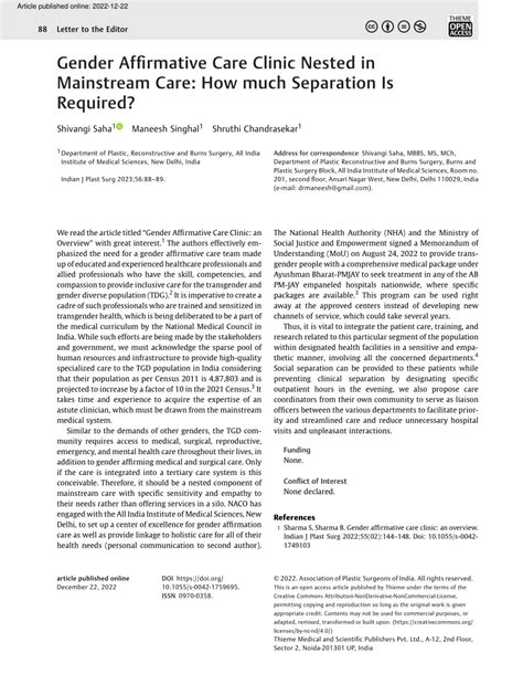 Pdf Gender Affirmative Care Clinic Nested In Mainstream Care How