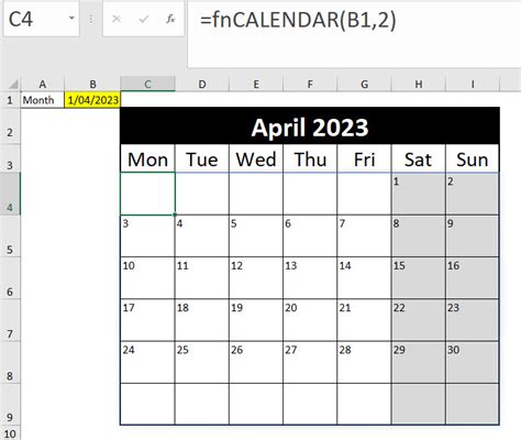 Custom Calendar Function In Excel A Accounting