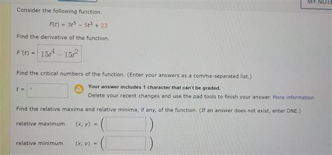 Solved My Note Consider The Following Function F T 3t5