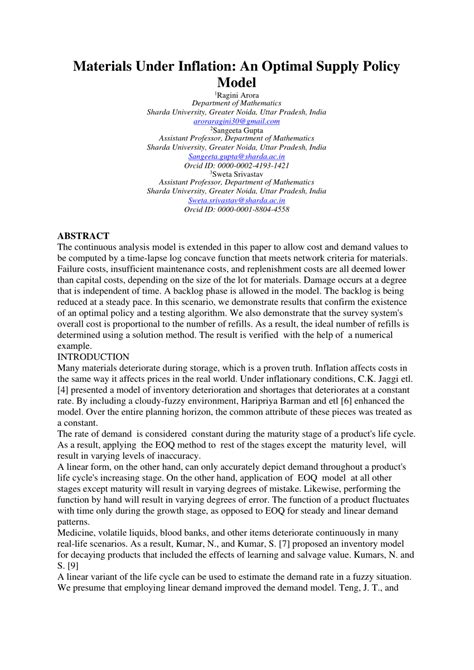 Pdf Materials Under Inflation An Optimal Supply Policy Model