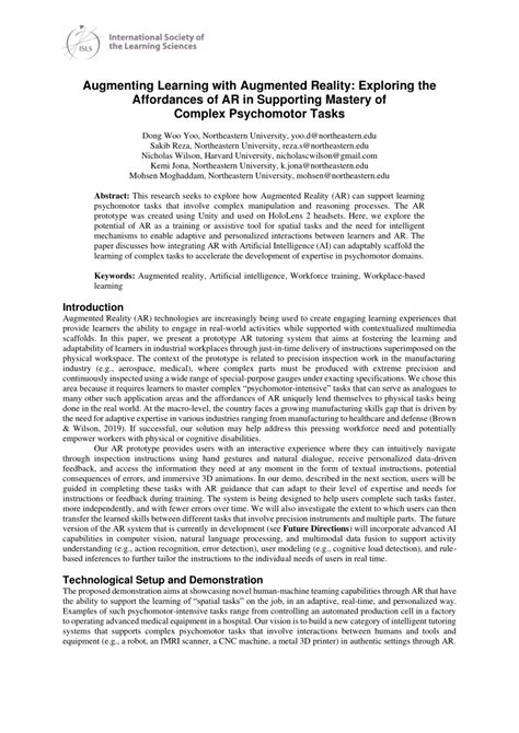 Pdf Augmenting Learning With Augmented Reality Exploring The Affordances Of Ar In Supporting