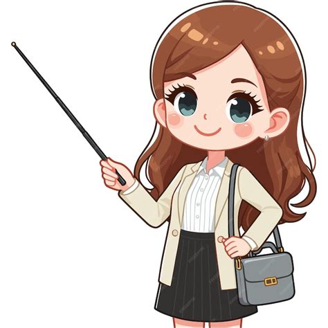 Premium Vector Cartoon Female Teacher With Pointer Stick Vector