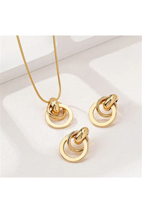 İnci Mercan Bujiteri Geometrik Yuvarlak Takı Seti Kolye Küpe Gold Set Fiyatı Yorumları