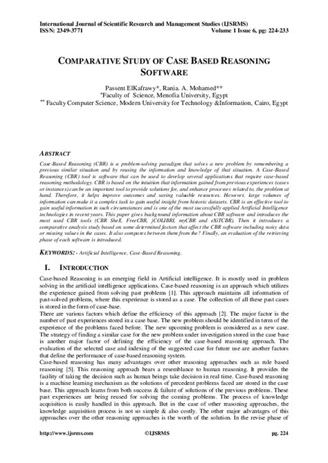 Pdf Comparative Study Of Case Based Reasoning Software Pdf Comparative Study Of Case Based Reasoning Software