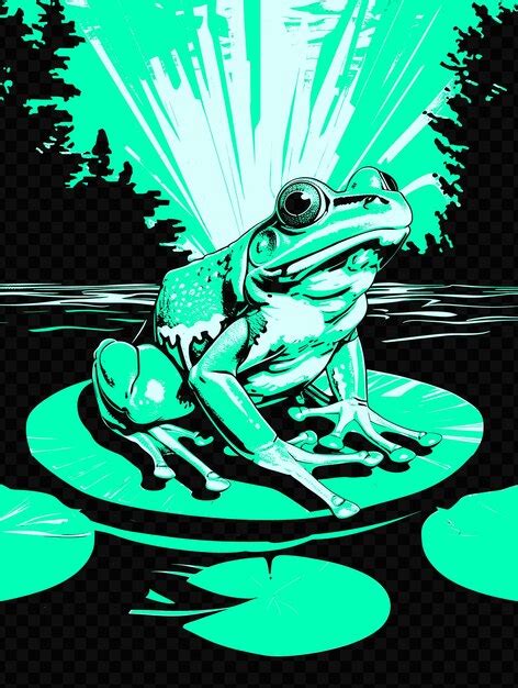 Premium Psd Frog Sitting On A Lily Pad With A Pond Backdrop Poster