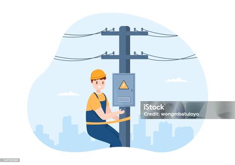 조명 및 전기 에너지 유지 보수 서비스 패널 기술자의 캐비닛 평면 만화 손으로 그린 템플릿 그림에 전기 작업 건설 산업에 대한 스톡 벡터 아트 및 기타 이미지 Istock