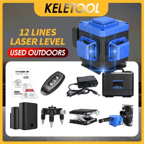 12 Line 3d Green Laser Levels 360° Horizontal Andvertical Cross Lines